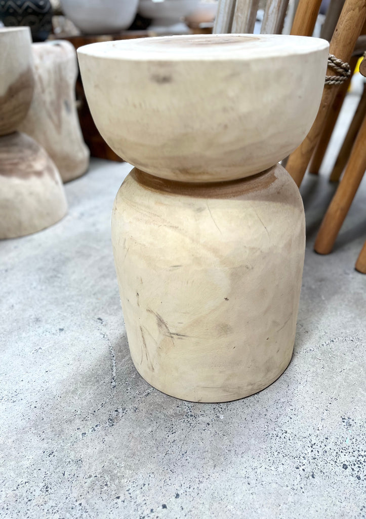 Solid timber rustic timber stool / side table. Design 3 – Bali Beach Beyond