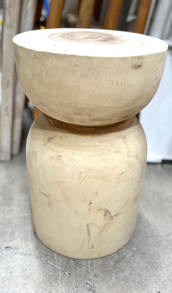 Solid timber rustic timber stool / side table. Design 3 – Bali Beach Beyond