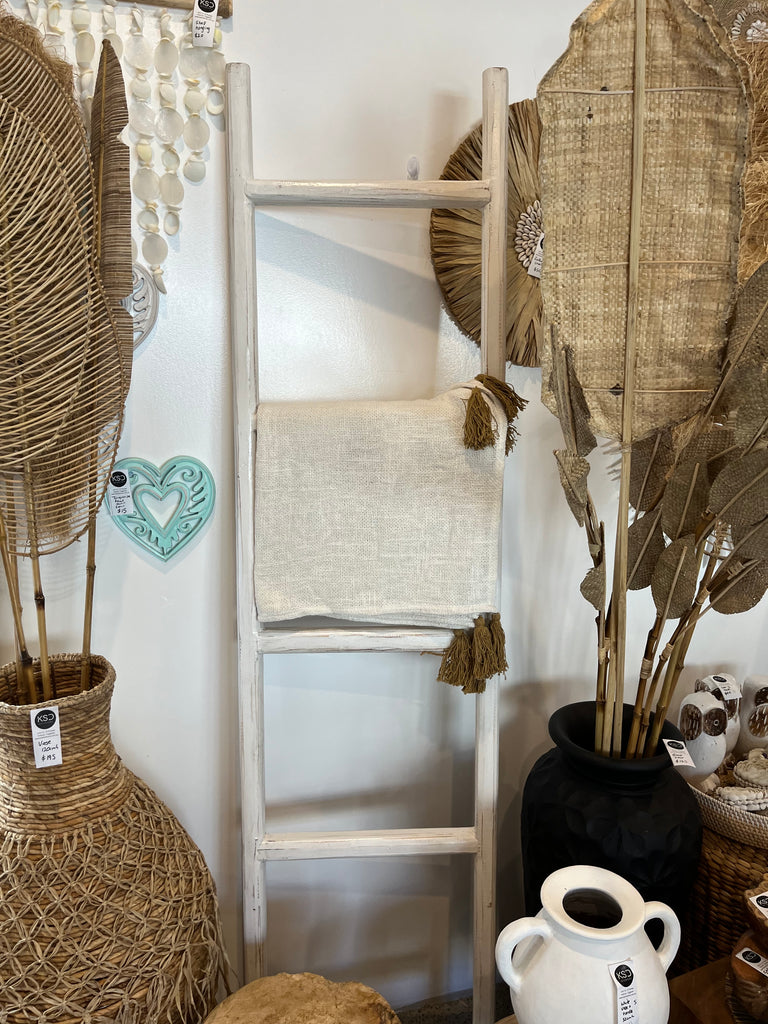 Decorative timber ladder. White wash – Bali Beach Beyond