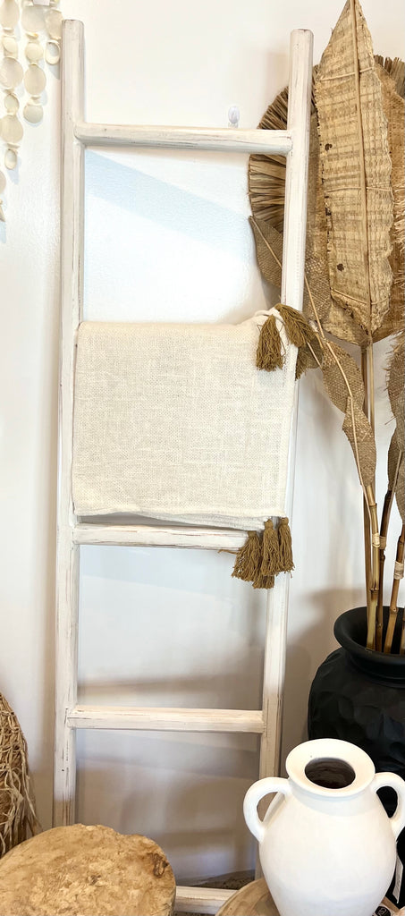 Decorative timber ladder. White wash – Bali Beach Beyond