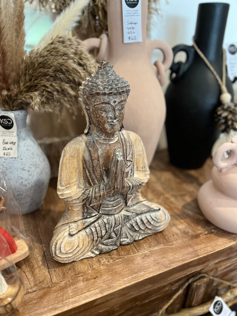 Solid timber Buddha. 32cm high – Bali Beach Beyond