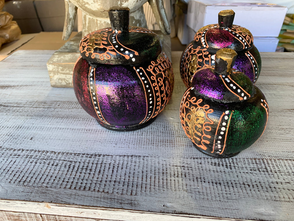 Set 3 colourful pots with lids – Bali Beach Beyond