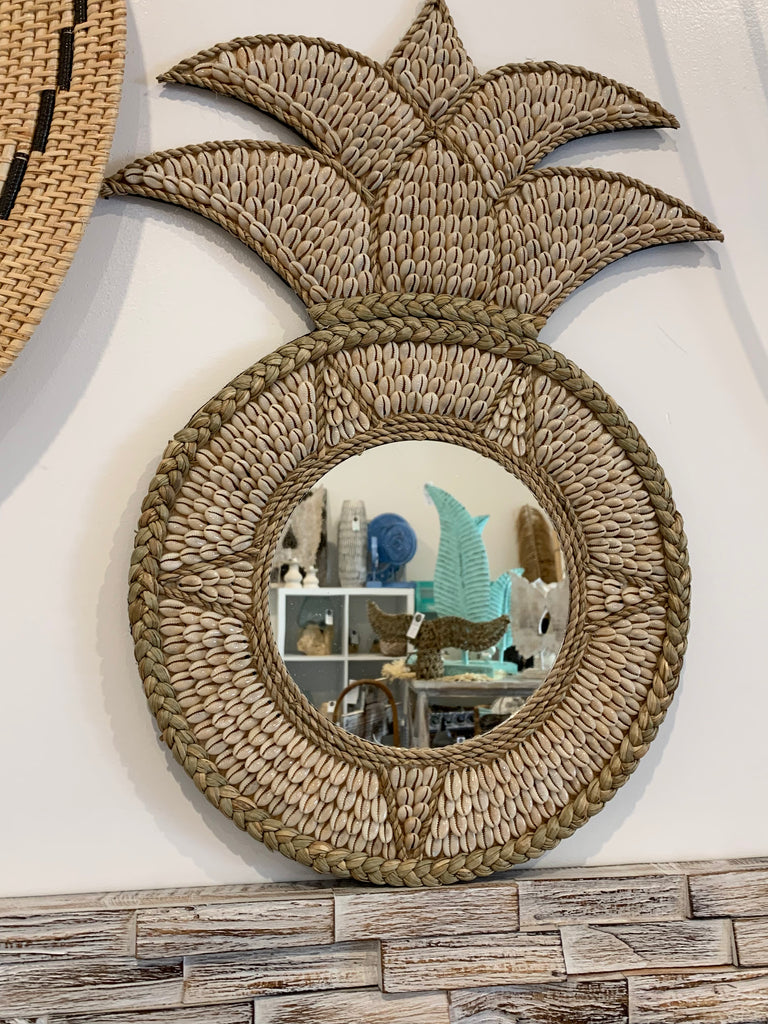 Shell pineapple mirror with natural shells – Bali Beach Beyond
